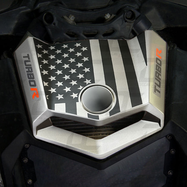 Flat Black American Flag Hood Accent Decal Graphic Kit For Can-Am Mave ...