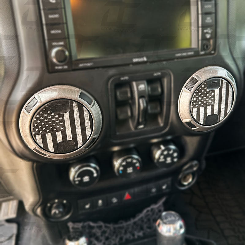 American Flag Interior AC Vent Accent Decal Kit For Jeep Wrangler (201 ...