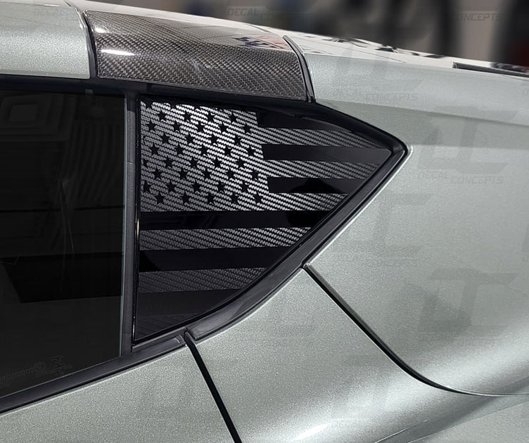American Flag Rear Quarter Window Panel Accent Decal Kit For C8 Corvet ...